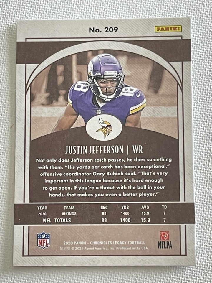 2020 Panini Chronicles #209 Justin Jefferson Legacy Update Rookies | eBay