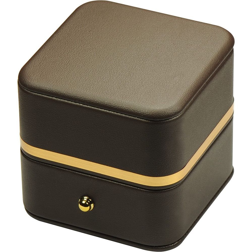 Elegant Square Ring Box Gold Trim Jewelry Packaging Ring Display Boxes ...