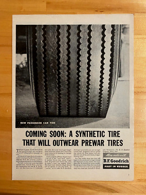 1945 Print Ad BF Goodrich Synthetic Tires WW2 10"x14" | eBay