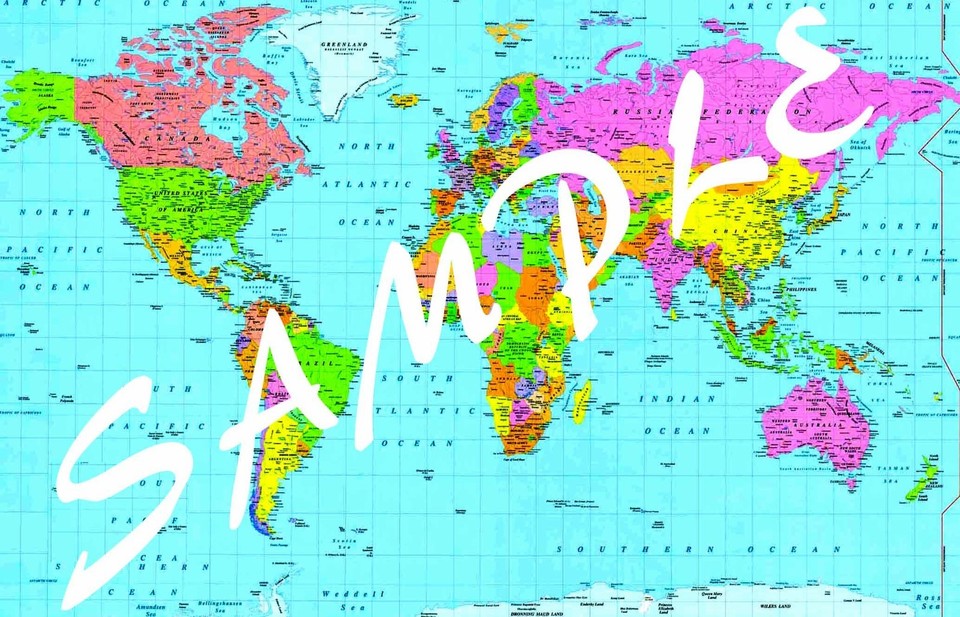 laminated Map of the World A1 political atlas physical poster print ...