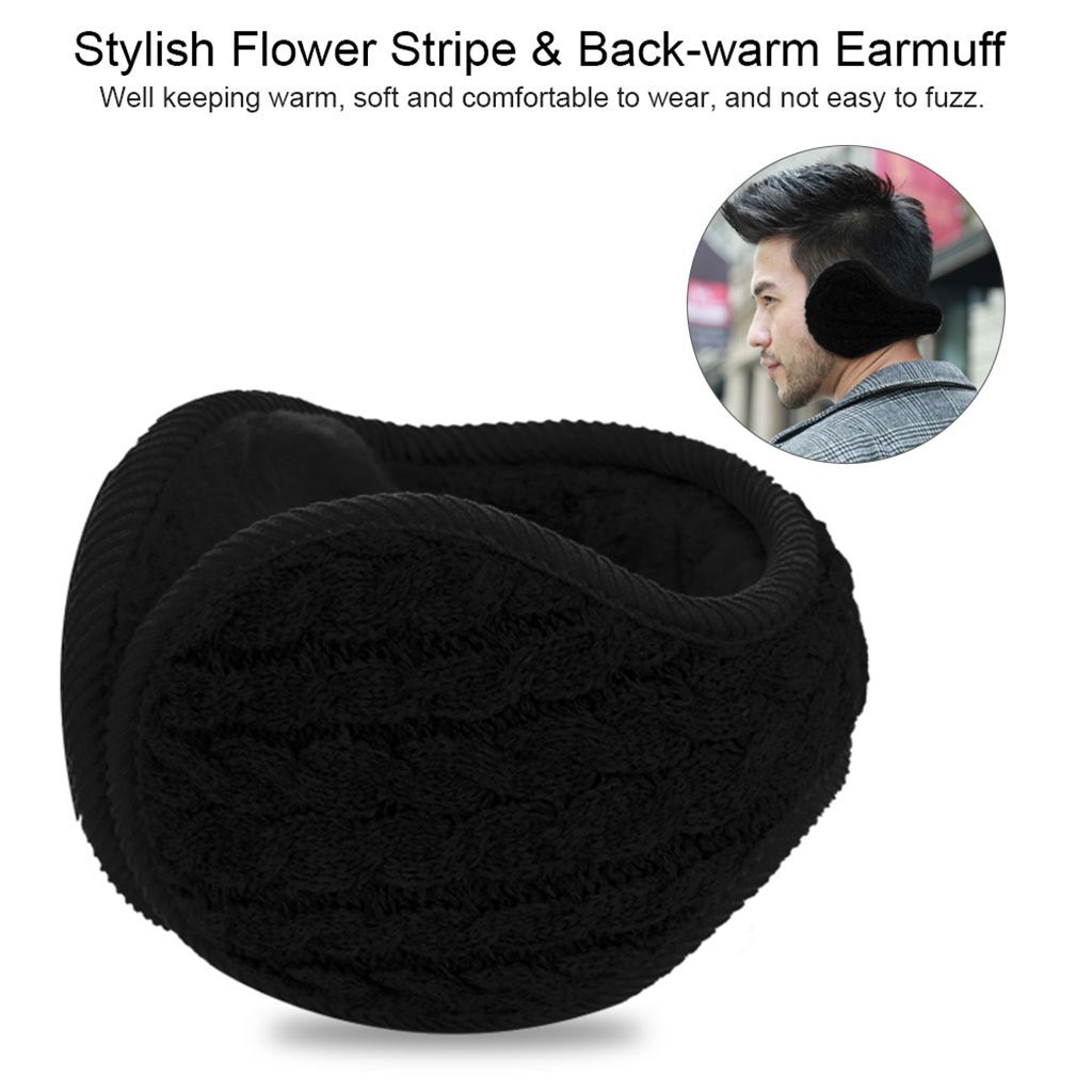 Mens Womens Ear Fleece Muffs Winter Ear Warmers Knitted Wrap Around ...