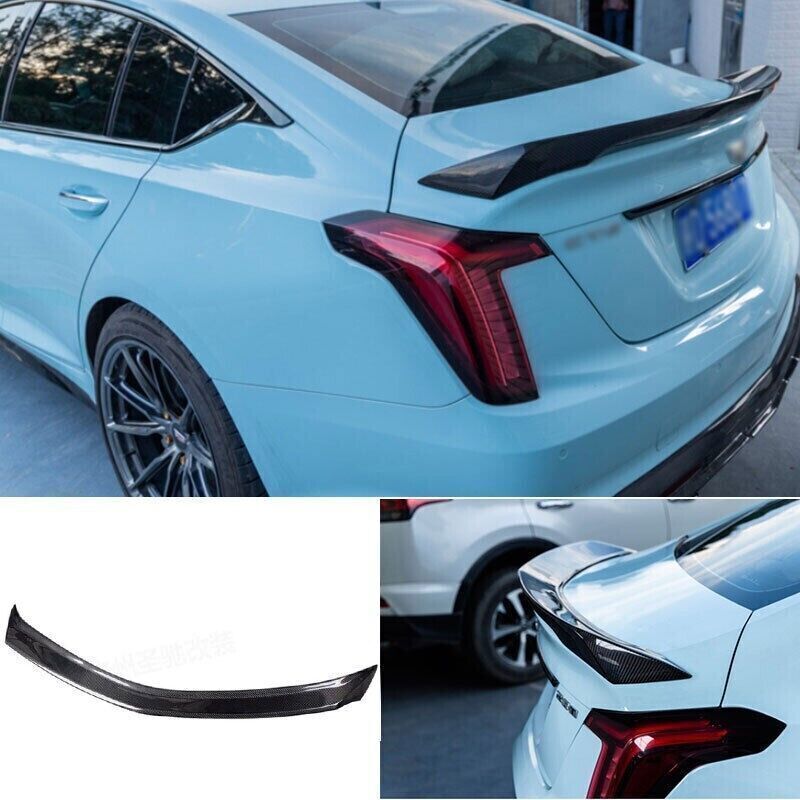 For Cadillac CT5 CT5-V 2020-2023 Real Carbon Fiber V Rear Trunk Spoiler ...