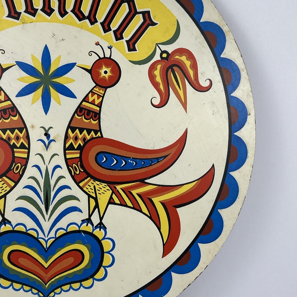 Vintage Wilkum (“Welcome”) Hex Sign 15.5” Round PA Dutch Folk Art Birds ...