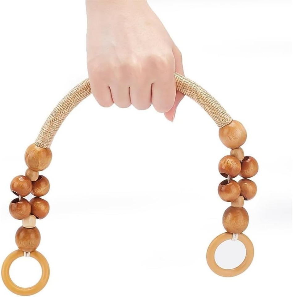 6pcs Wooden Beaded Bag Handles, 3 Colors Purse Handles Nylon Rope Purse ...