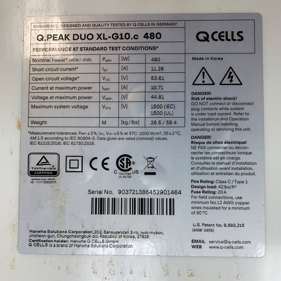 New Hanwha Q Cells Q.PEAK DUO XL-G10.C 480W Black Solar Panel Module | eBay
