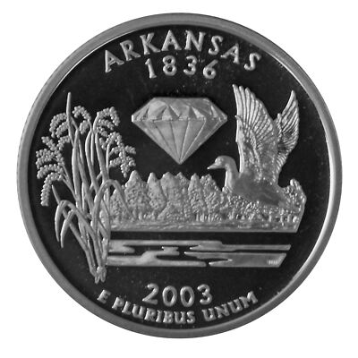 2003 S State Quarter Arkansas Proof Single Gem Deep Cameo CN-Clad Coin ...