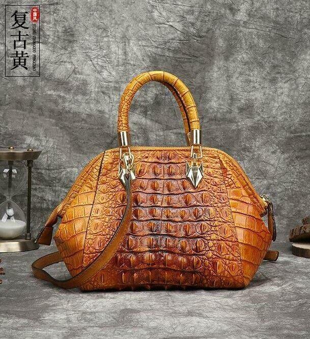 Luxurious New Women's Crocodile Embossed Handbag Real Leather Shoulder ...