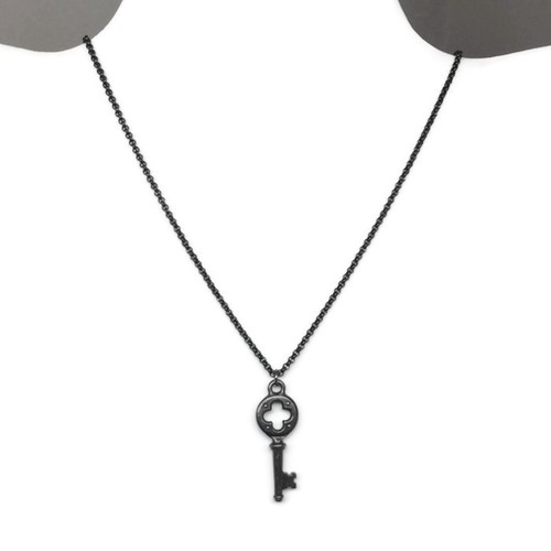 Small Black Skeleton Key Necklace for Her 16 Inch Steel Choker Chain | eBay