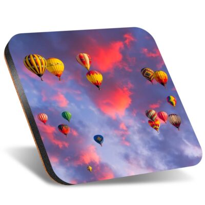 1x Square Coaster 12cm Colourful Hot Air Balloons Pretty Sky #52725 | eBay