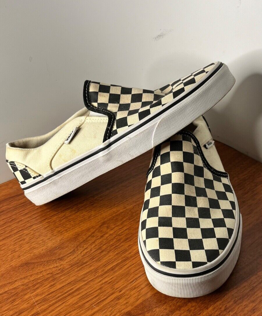 Vans Classic Slip-On Checkerboard Shoes Black/ White … - Gem