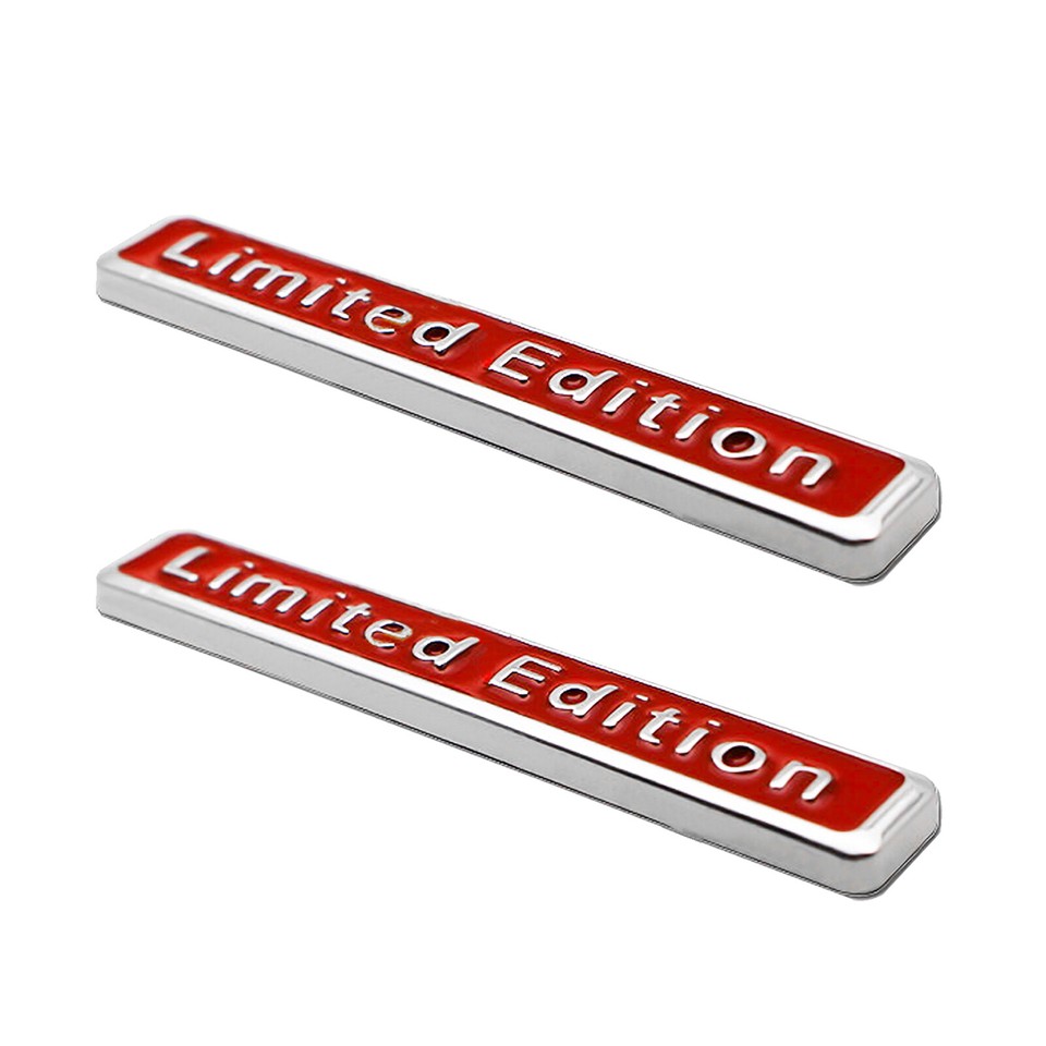 2pcs Red Chrome Metal Limited Edition Logo Car Sticker Emblem Badge ...