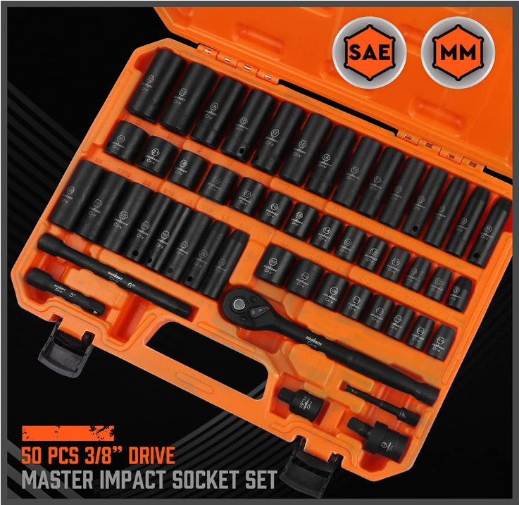 50 Piece Mechanic Tool Box Set 3/8 Inch Socket Wrench Set NEW | eBay