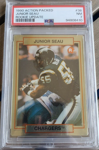 1990 Action Packed Rookie Update Junior Seau RC Card PSA 7 NM #38 | eBay