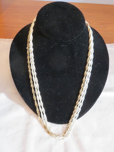 Vintage Gold Tone & White Triple Rope Chain Necklace | eBay