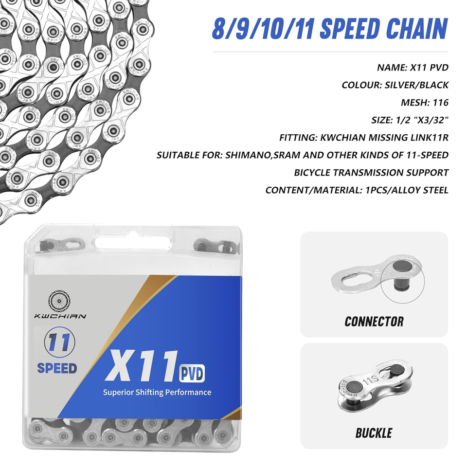 Bike/E-Bike Chain Kit 8/9/10/11 Speed Chain - Road & Mountain Bicycle ...