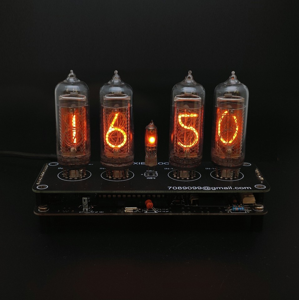 Nixie Clock IN-14 RGB Backlight Assembled *Alarm , power from USB, 24h ...