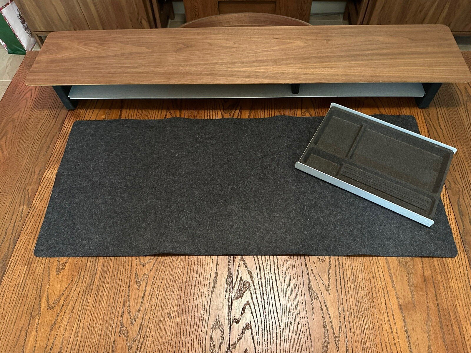 Grovemade Walnut Wood Desk Shelf Monitor Stand Plus Tray Mat READ | eBay