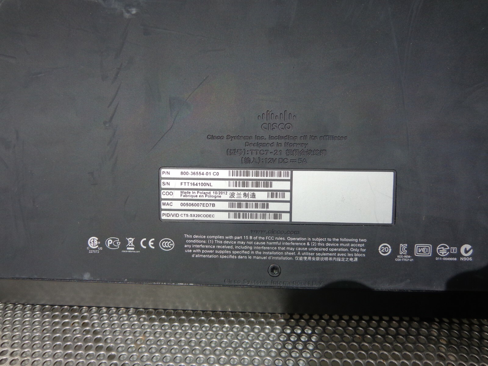 Cisco Telepresence SX20 Codec TTC7-21 800-36554-01 | eBay