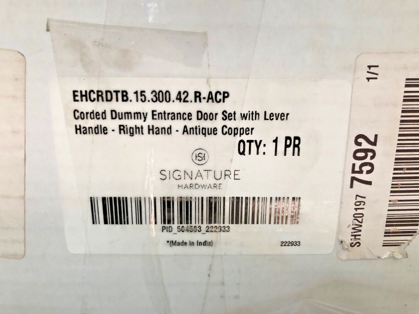 New$274 Signature Hardware Shima Bronze Dummy Entrance Door Set Antique ...