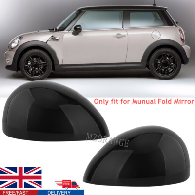 2x Gloss Black Wing Mirror Cover Cap Casings For Mini R55 R56 R57 R58 ...