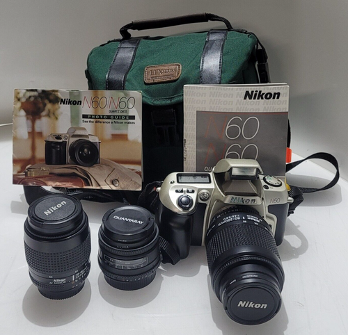 Nikon N60 35mm SLR Film Camera AF Nikkor Zoom 80-200mm, 35-80mm 0.2-0 ...