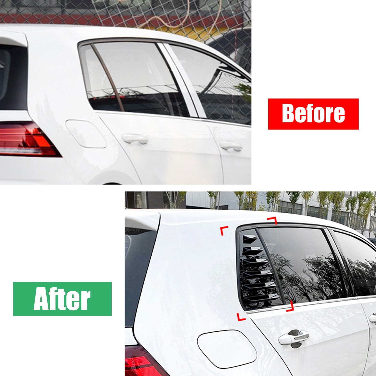 For 2014-2019 VW Golf MK7 7.5 GTI Gloss Black Window Louver Rear Side ...