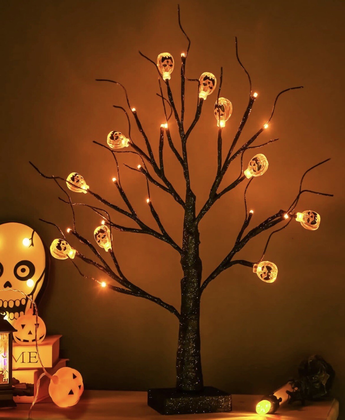 ZHOUDUIDUI Halloween Tree, Black Spooky Tree with24LED Lights* Missing ...