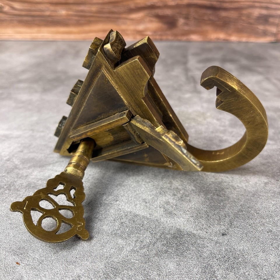Medieval Dungeon Lock Heavy Solid Brass Triangle Padlock With Antique ...