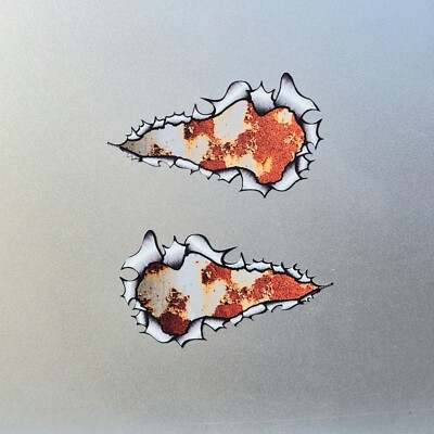 2x Rusty Rusted Effect Long Ripped Metal Vinyl Sticker Decal For Car ...