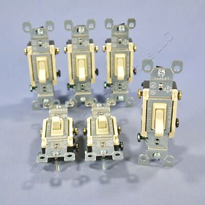 6 Leviton Residential Grade Ivory 3-Way Toggle Light Switches 15A ...