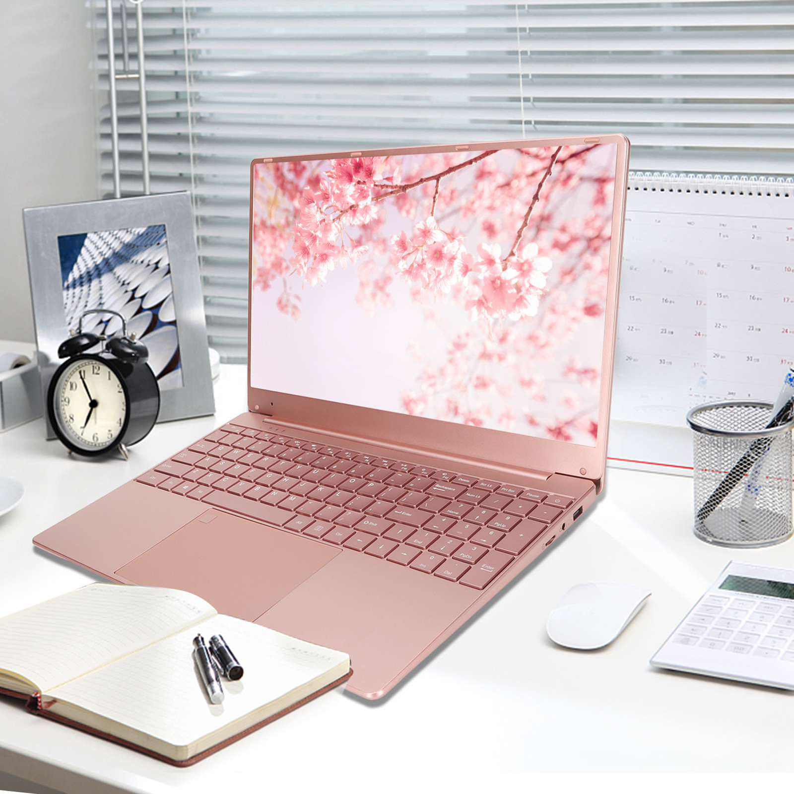 15.6in Laptop For N5095 CPU Pink Mini Laptop For Window11 With Fingerp ...