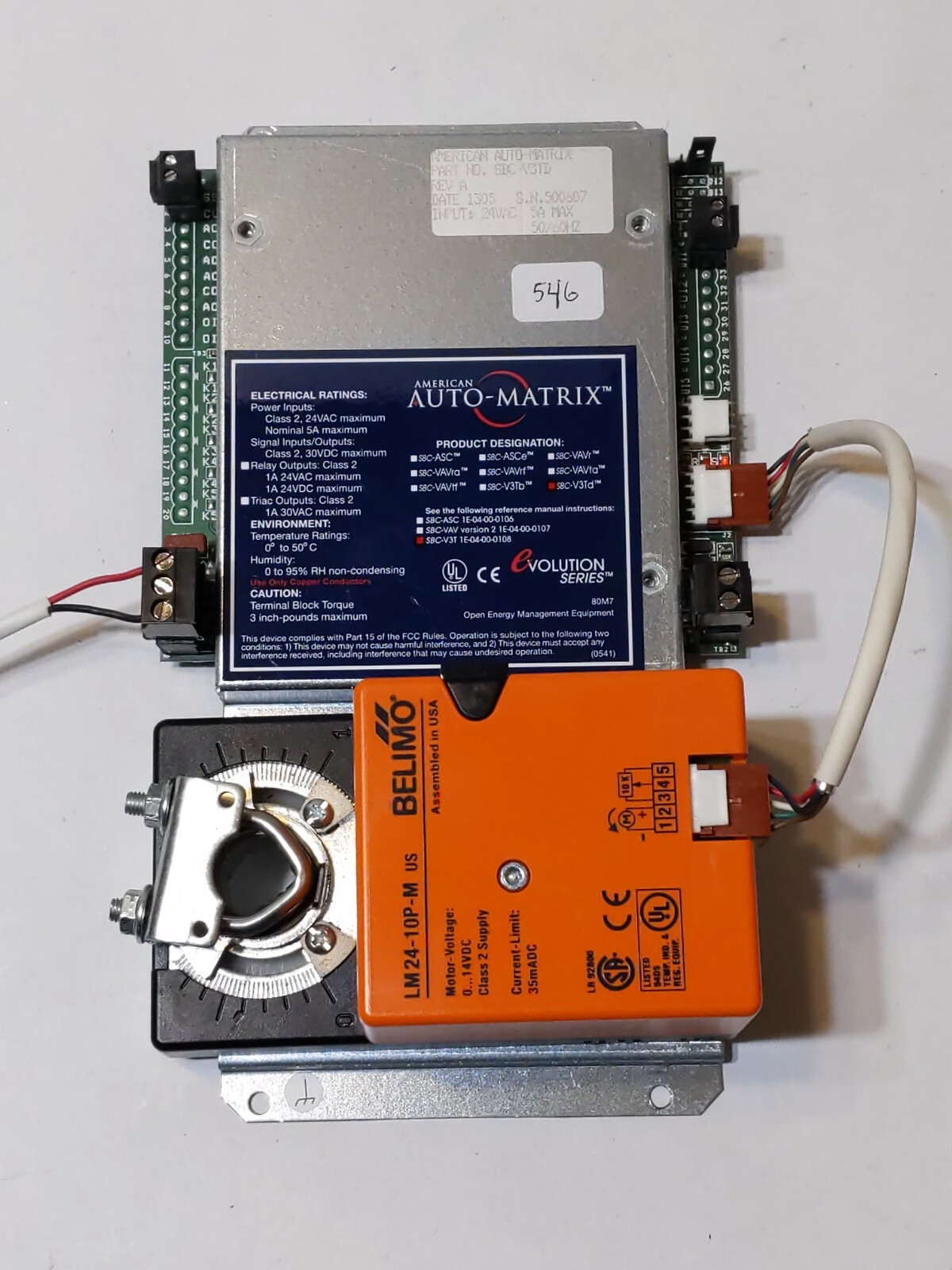 American Auto-Matrix SBC-V3TD Rev. A, With Belimo LM24-10P-M Actuator ...