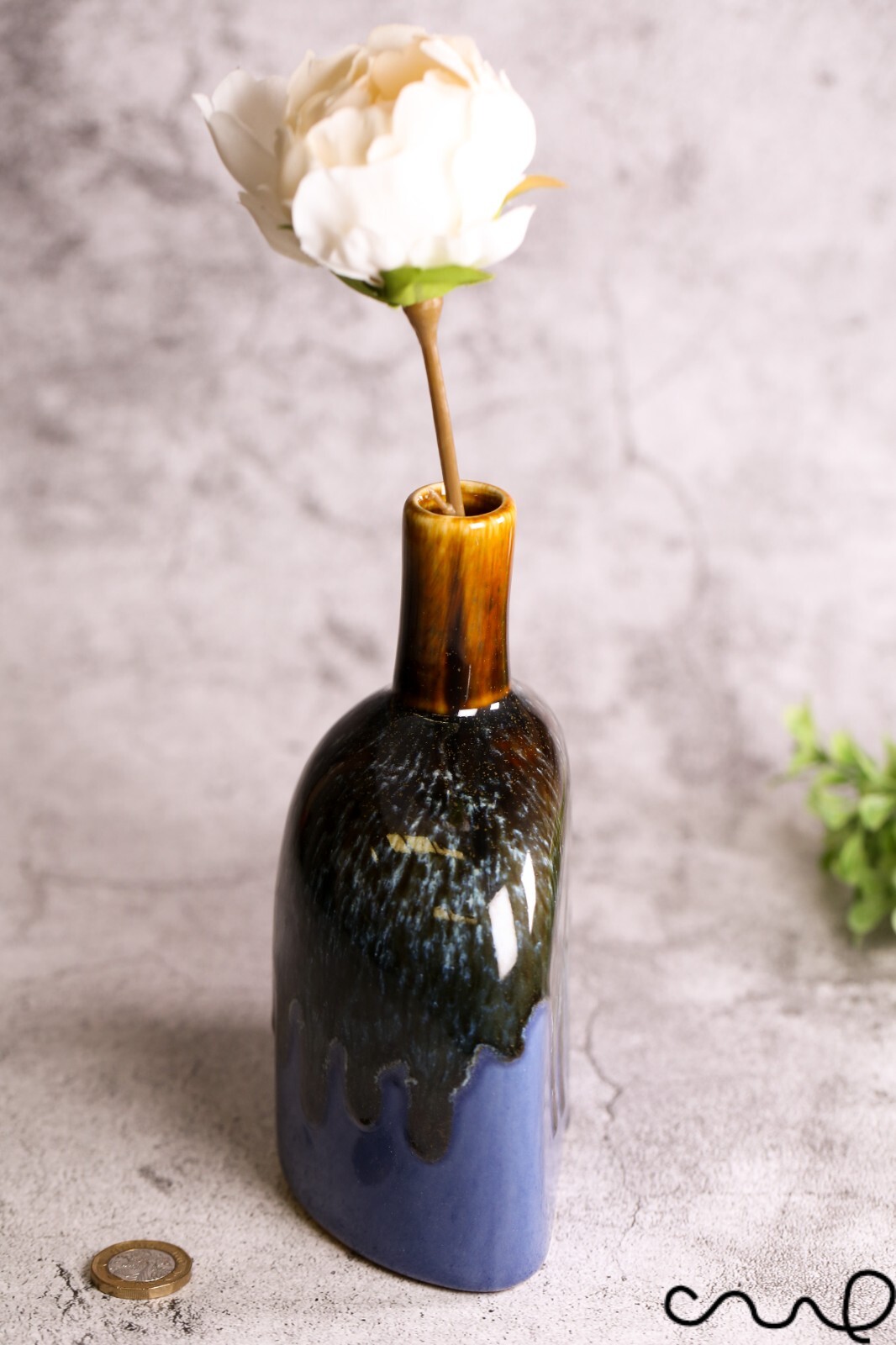 Handmade Blue Ceramic Vase Unique Single Bud Singles Stem Flower Vase ...