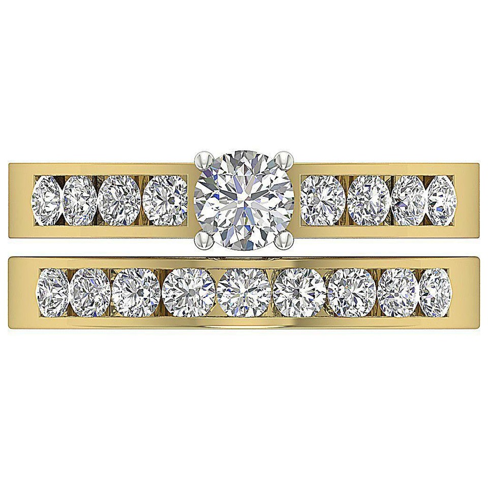 Bridal Engagement Ring Natural Diamond SI1 G 1.60Ct Yellow Gold 8.15MM ...