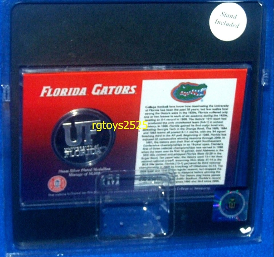 UNIVERSITY OF FLORIDA GATORS Highland mint Silver Plated Coin Factory ...