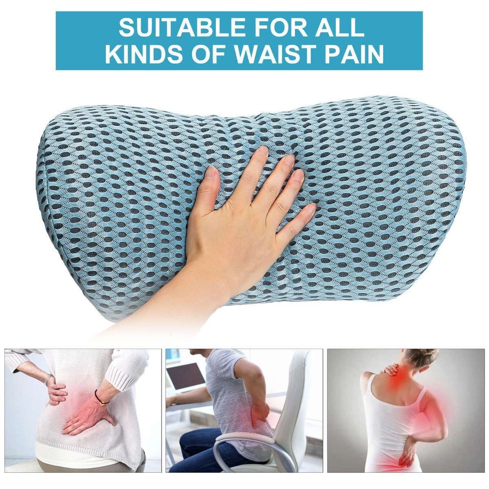 Comfort Lumbar Support Pillow Memory Foam Back Pain Relief For Desk ...