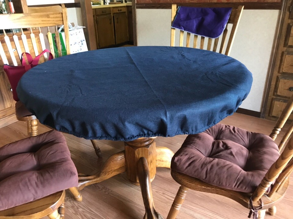 Blue Poker Felt Table cover fits 60" round with elastic edge - MTO - fs ...