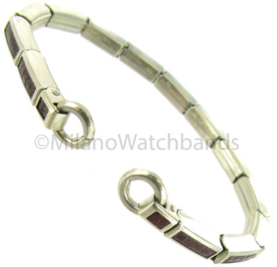 Speidel Silver Tone Stainless Steel Brown Lizard Grain Finish C Ring ...