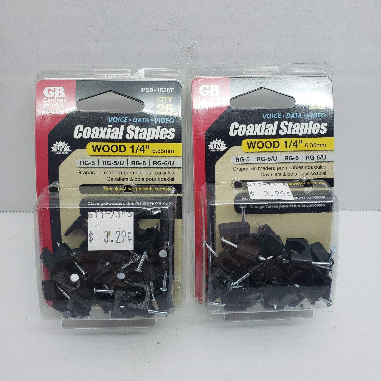 Gardner Bender Coaxial Staples for Wood Black 2 PACKS 50 PCS. #PSB ...