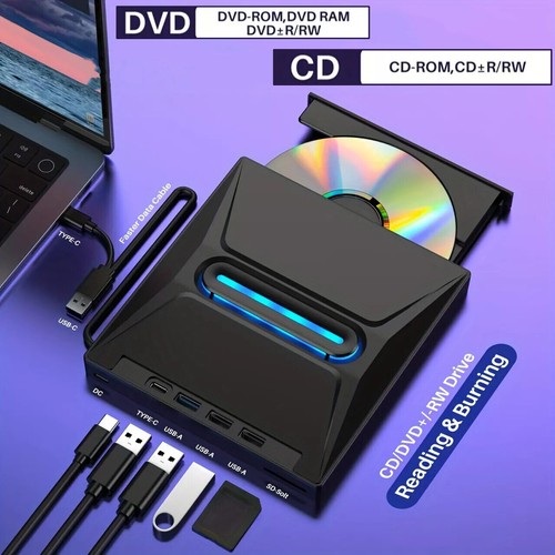 7in1 External USB 3.0 DVD CD RW Writer Drive Burner Reader Player For ...