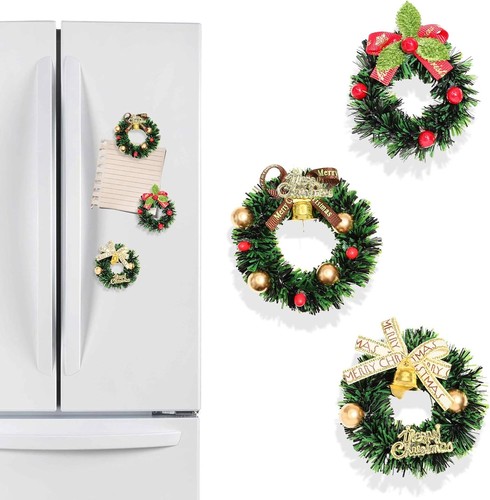 Creative Christmas Wreath Fridge Magnets Set 3D Mini Wreath ...