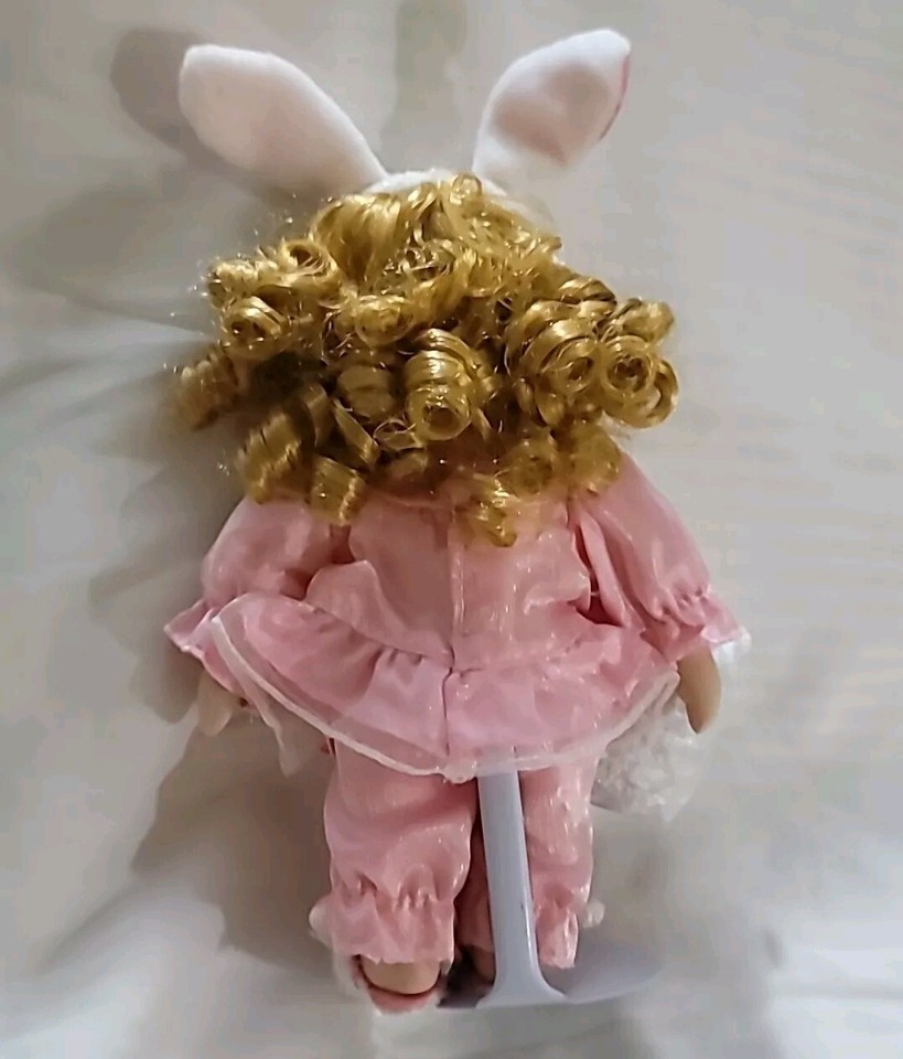 Vintage ANCO Porcelain EASTER Bunny Rabbit Ears Figurine Girl Doll Pink ...