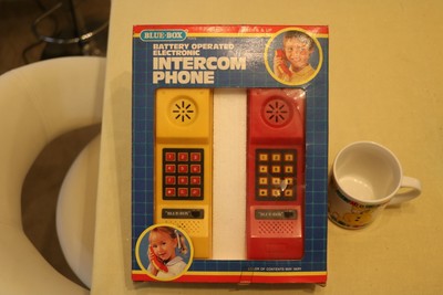TOY INTERCOM PHONE SET BY BLUE-BOX VINTAGE HONG KONG FROM 1974 BATTERY ...