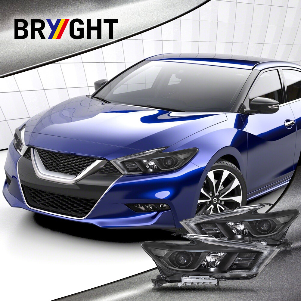 For 2016-2018 Nissan Maxima S|SL|SV Black LED DRL Projector Headlights ...