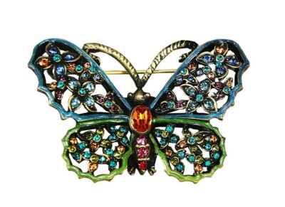 JAY STRONGWATER GORGEOUS FLORAL BUTTERFLY PIN BROOCH RAMIA SWAROVSKI ...