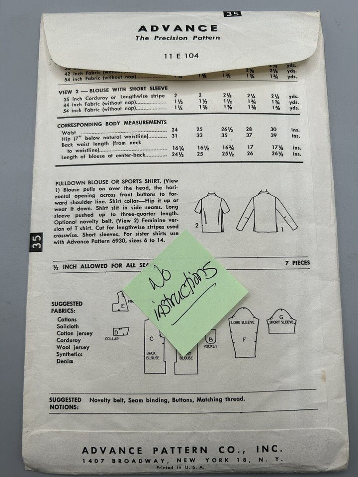 7 ADVANCE Sewing Patterns 1930s to 50s ~ #1660, 7904, 4894, 6934, 9424 ...