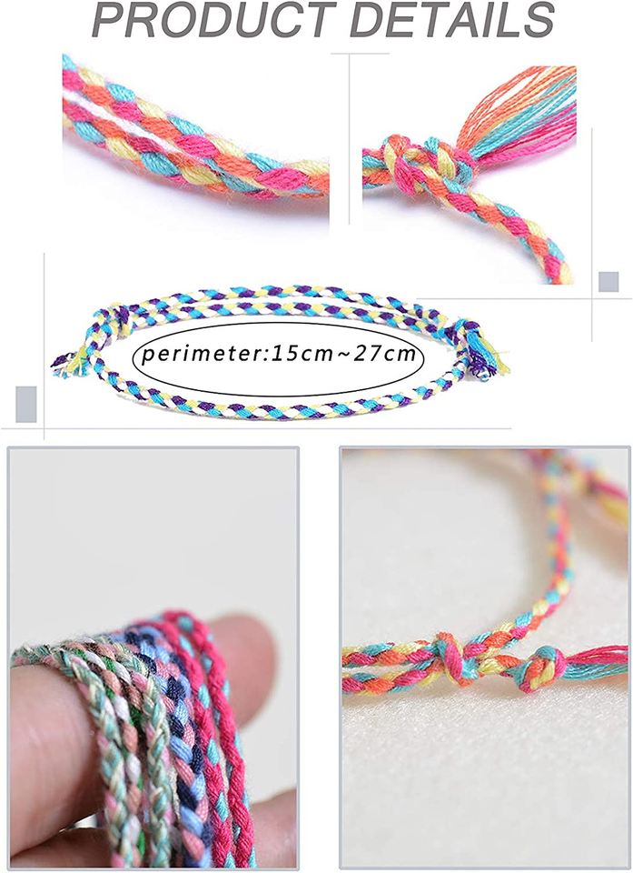 10Pcs Handmade Wrap Friendship Braided Bracelet for Women Colorful ...