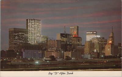 Dallas, TX: Big D After Dark Dallas Downtown Skyline - Vintage Texas ...
