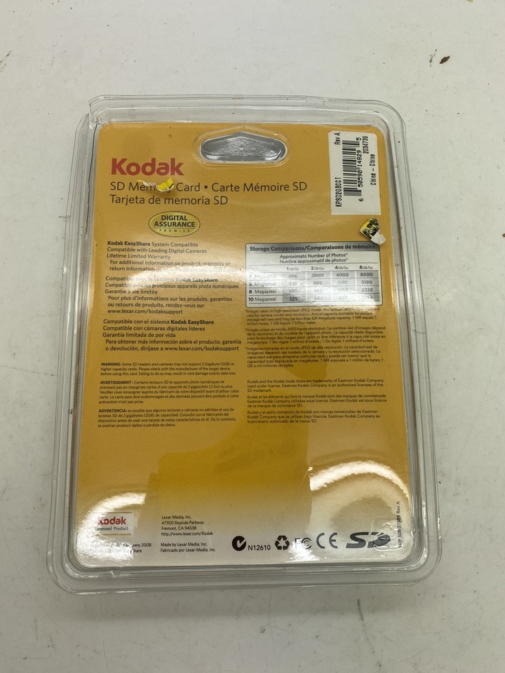 NOS Kodak 2GB SD Memory Card 2008 KPSD2GBC Sealed | eBay
