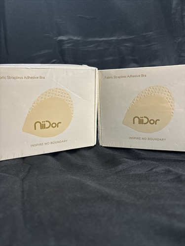 Niidor Fabric Strapless Adhesive Bra B Cup - Black Logo Print & Nipple ...